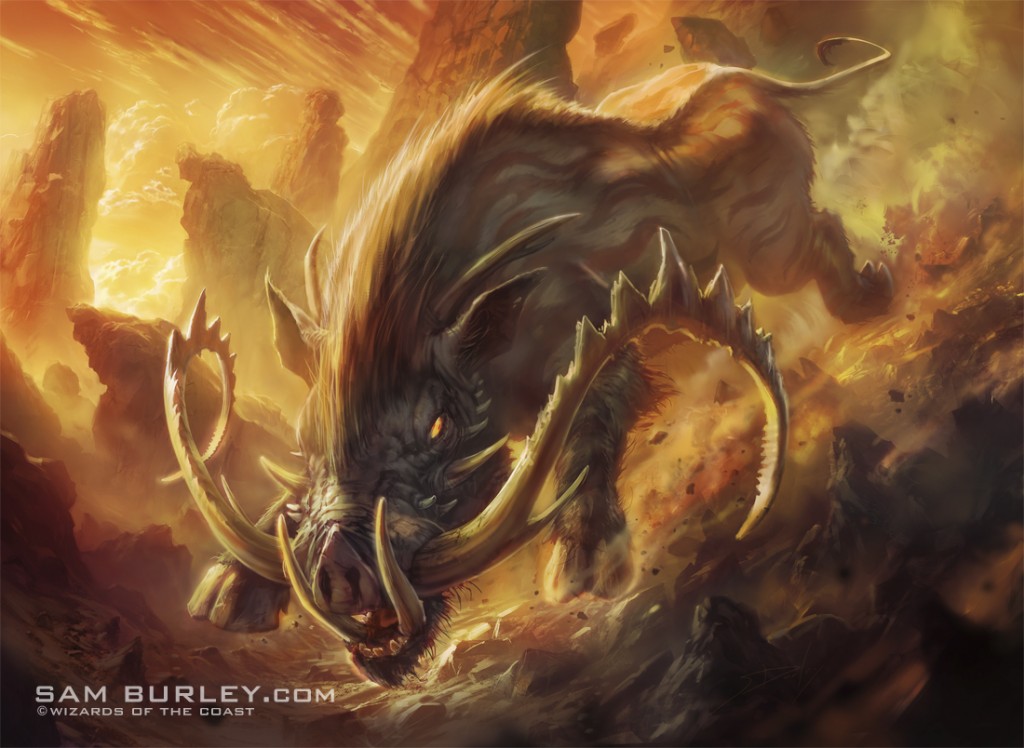 Bladetusk Boar MtG Art from Journey into Nyx Set by Sam Burley - Art of ...