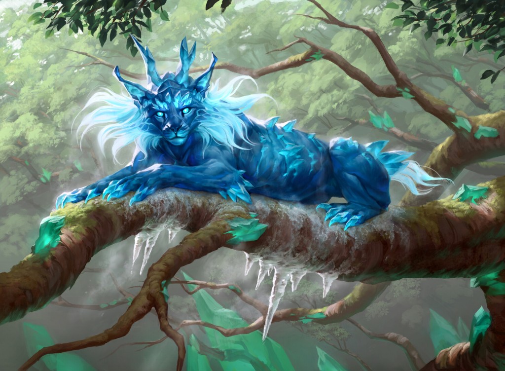 Frost Lynx MtG Art from Ikoria Set by Ilse Gort - Art of Magic: the ...