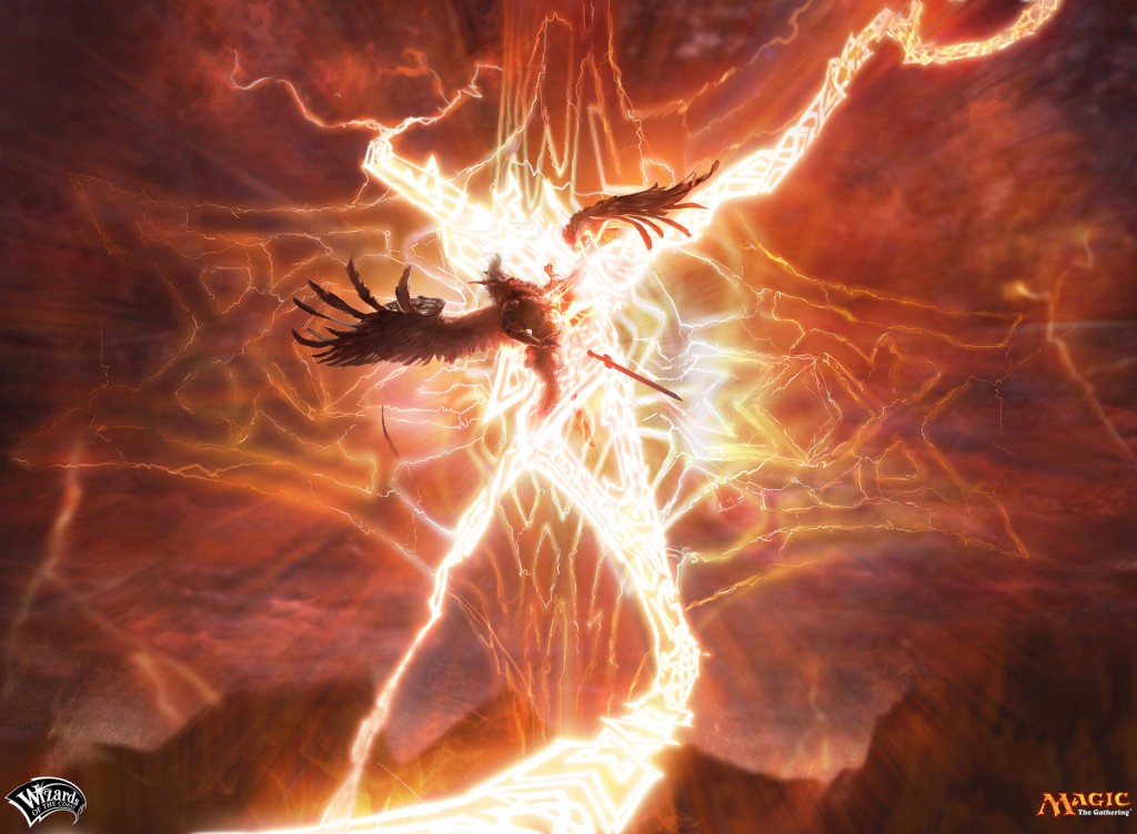 Demon Bolt MtG Art from Kaldheim Set by Campbell White - Art of Magic ...