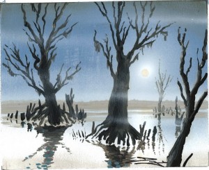 Snow-Covered Swamp MtG Art from Ice Age Set by Douglas Shuler - Art of ...