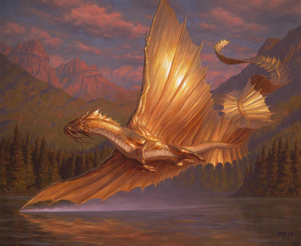 Adult Gold Dragon MtG Art from Adventures in the Forgotten Realms Set ...