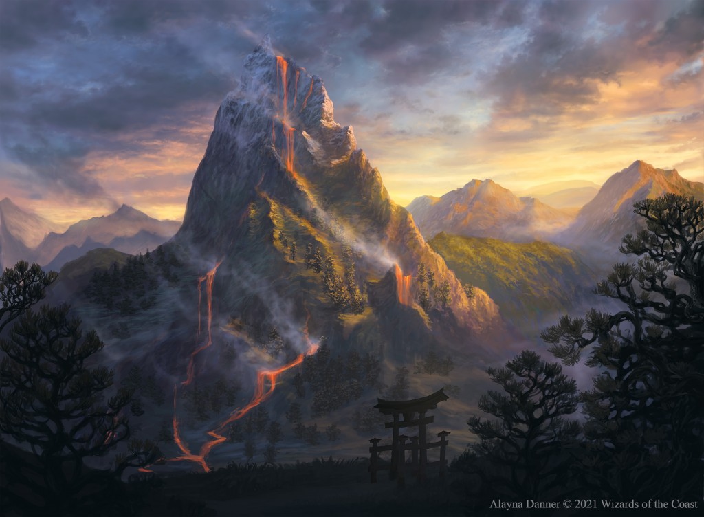 Rugged Highlands MtG Art from Kamigawa: Neon Dynasty Set by Alayna ...