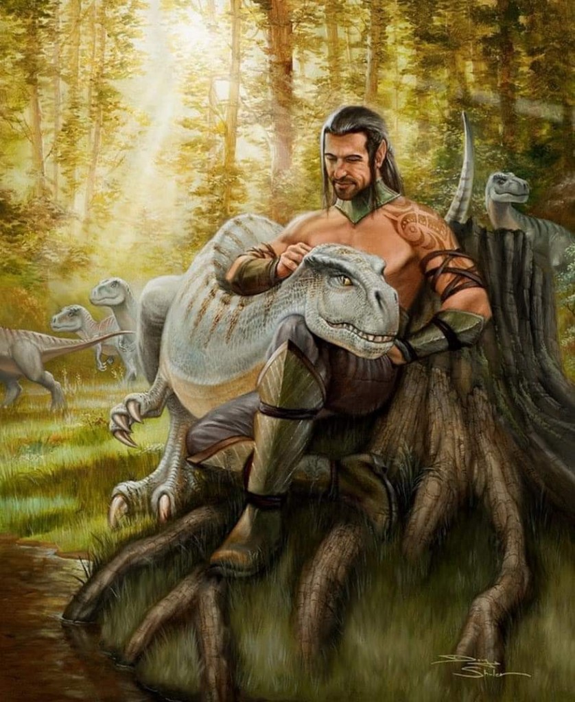 Allosaurus Shepherd MtG Art from Double Masters 2022 Set by Douglas Shuler - Art of Magic: the ...