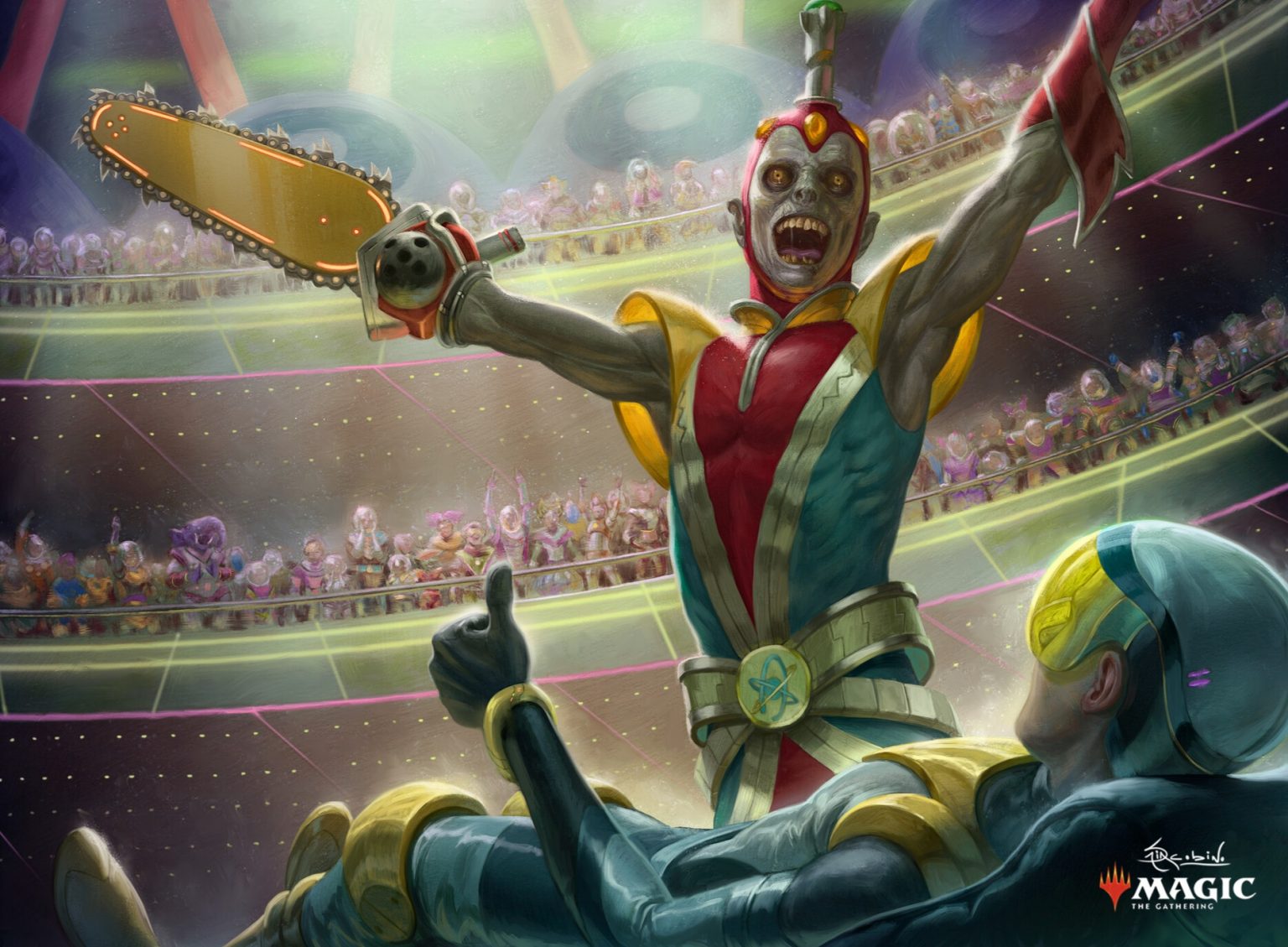 Saw in Half MtG Art from Unfinity Set by Sebastian Giacobino - Art of Magic: the Gathering